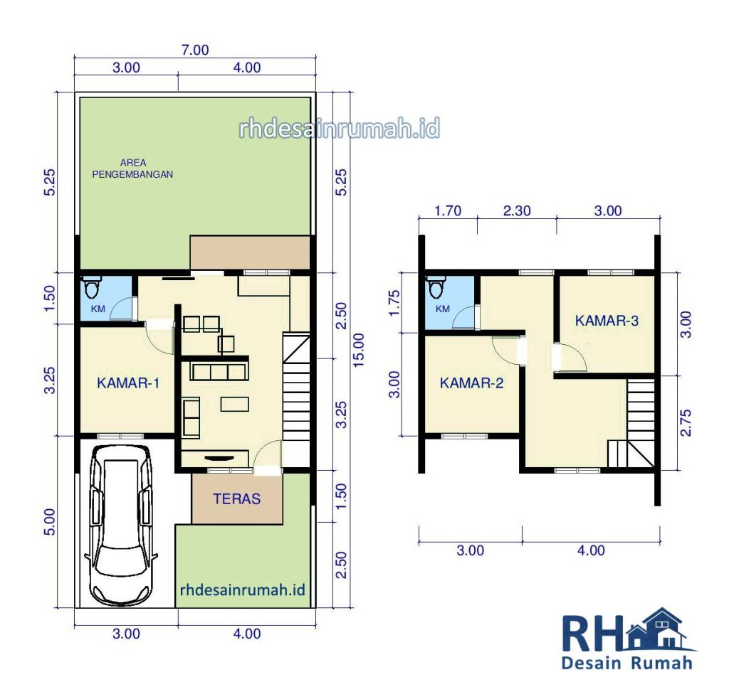 Denah Rumah 7x15 Meter