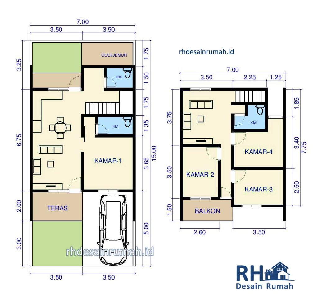 Denah Rumah 7x15 Meter