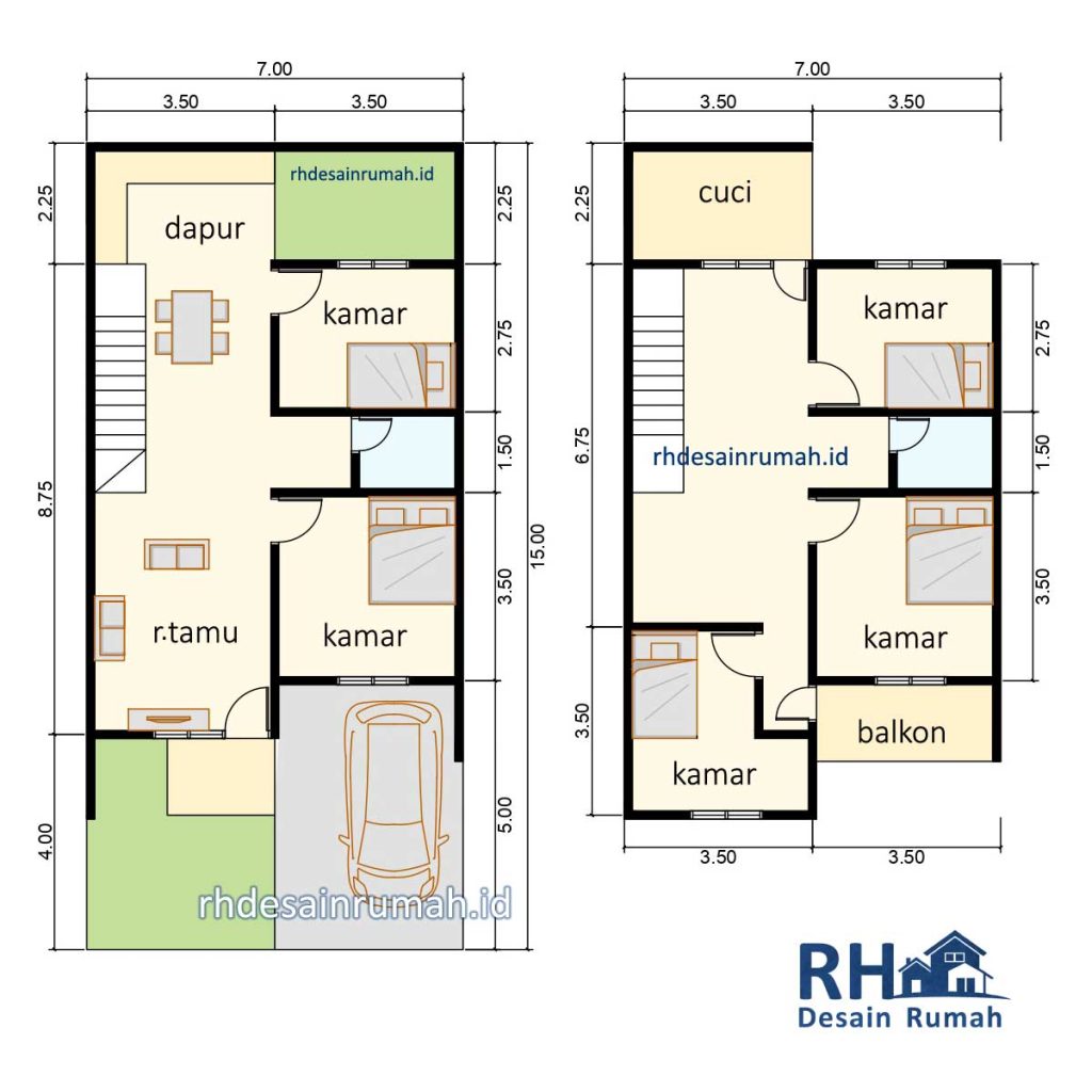 Denah Rumah 7x15 Meter