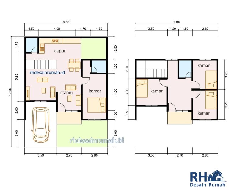 Denah Rumah 9x12 Meter