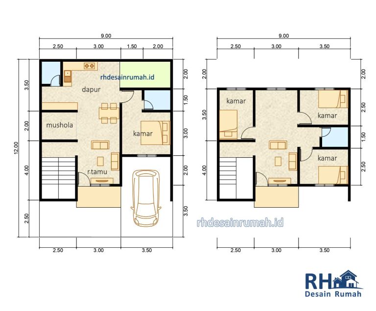 Denah Rumah 9x12 Meter